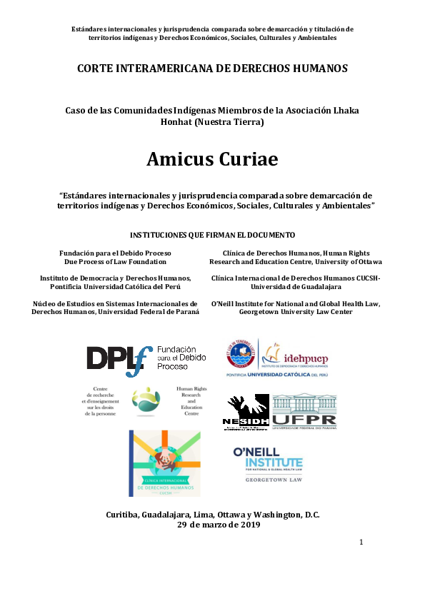 (PDF) Amicus Curiae Caso Lhaka Honhat y otros vs Argentina