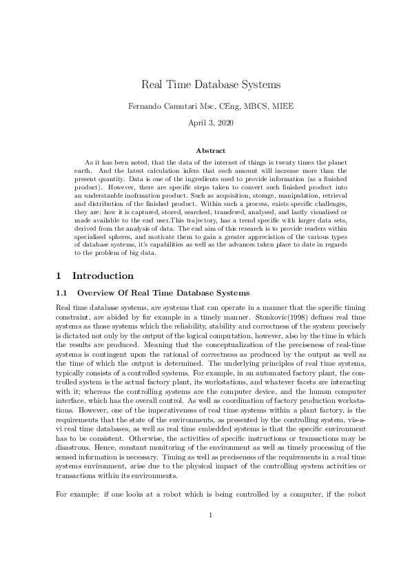 (PDF) Real Time Database Systems