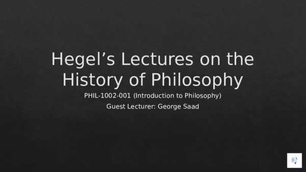 (PPT) Hegel’s Lectures on the History of Philosophy