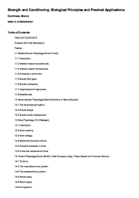 (PDF) Strength and conditioning: biological principles and practical ...