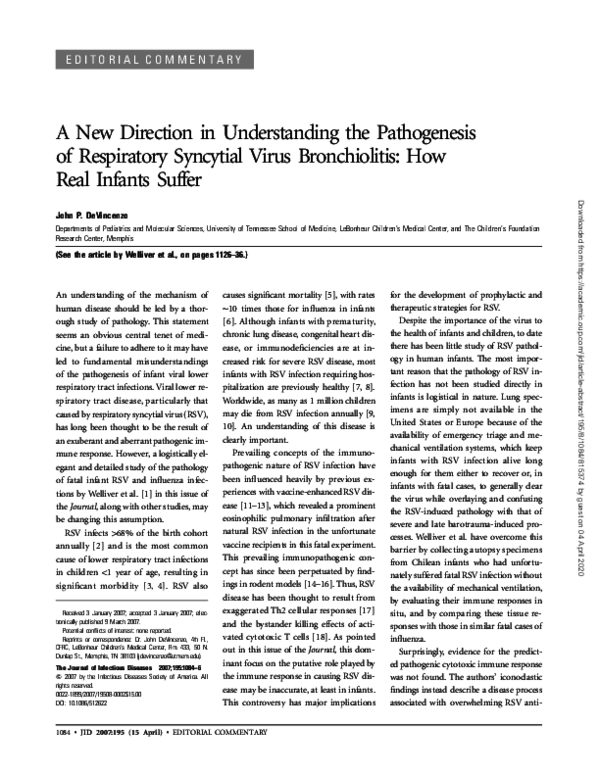 (PDF) A New Direction in Understanding the Pathogenesis of Respiratory ...