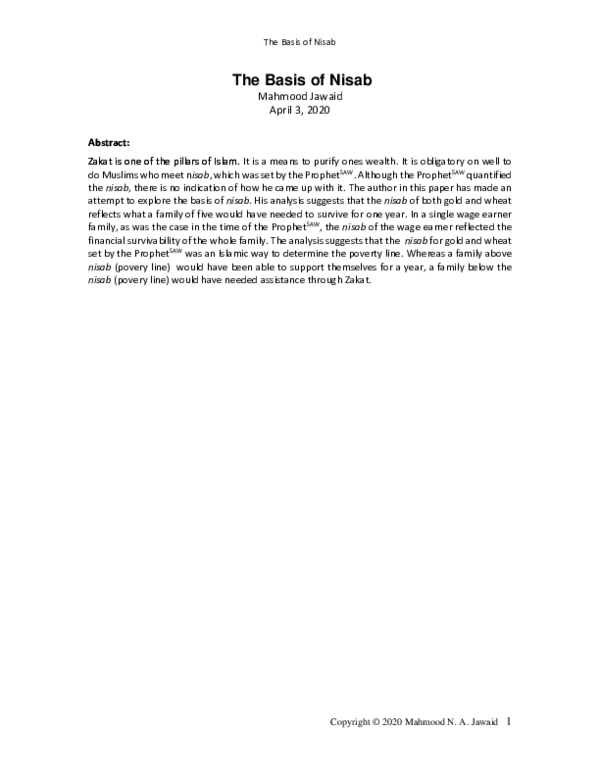(PDF) The Basis of Nisab
