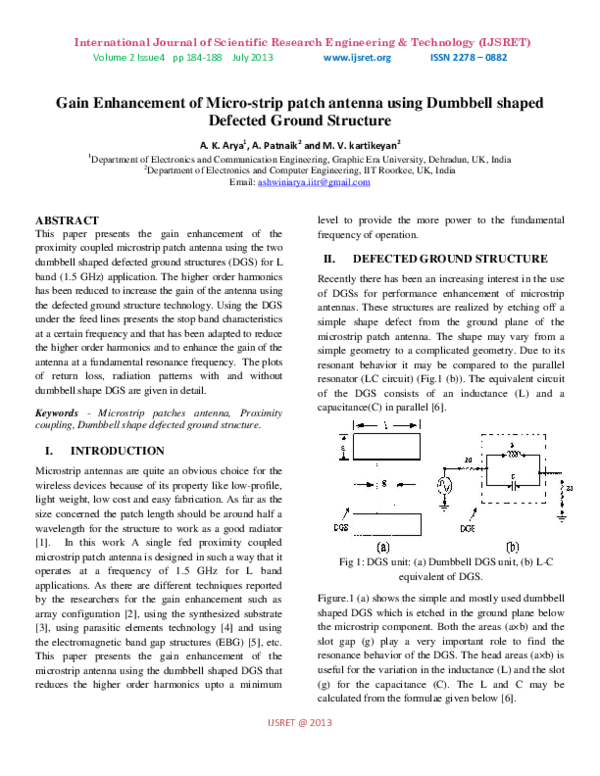 (PDF) Gain Enhancement of a Microstrip Patch Antenna Using a Cylindrical Electromagnetic Crystal ...