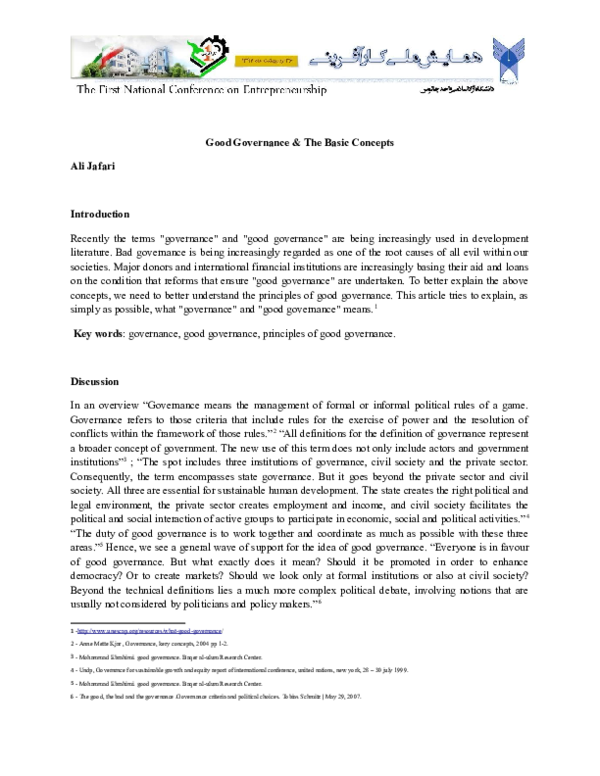 (DOC) Good Governance & The Basic Concepts