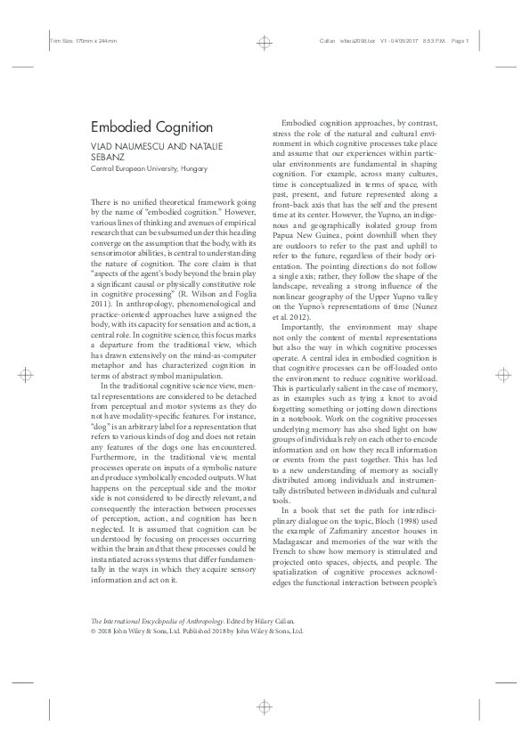 (PDF) Embodied Cognition