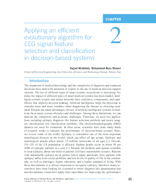 Pdf Applying An Efficient Evolutionary Algorithm For Eeg Signal