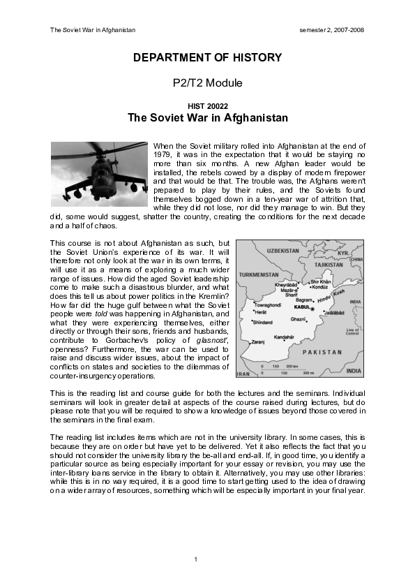 (PDF) HIST 254 The Soviet War in Afghanistan
