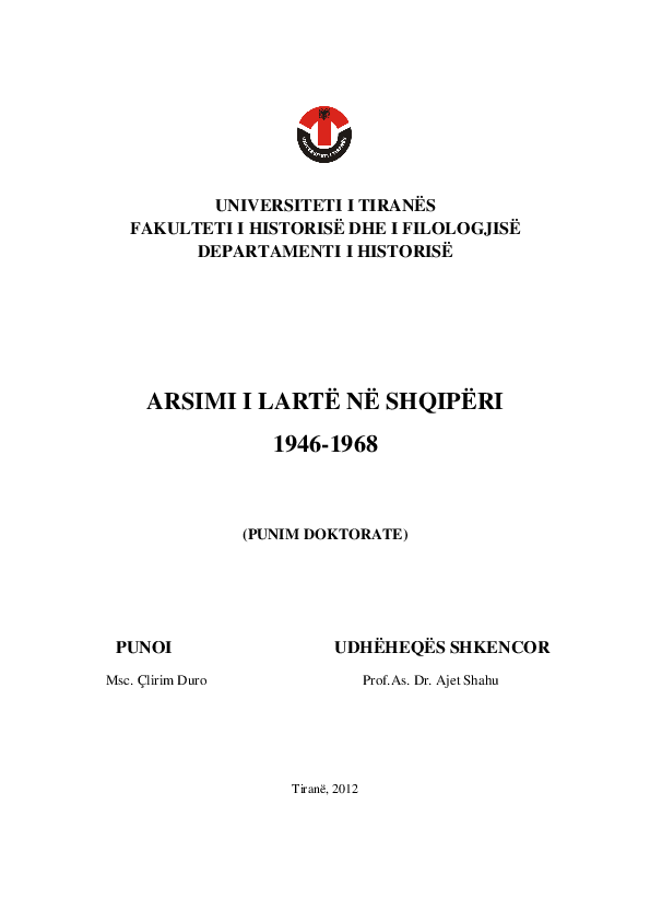 (PDF) Arsimi i Lartë në Shqipëri 1946-1968