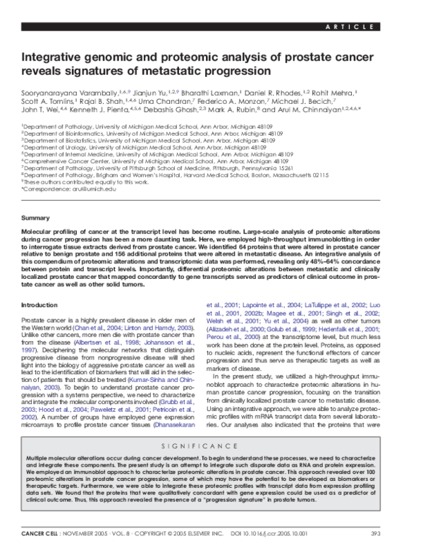 (PDF) Integrative genomic and proteomic analysis of prostate cancer ...