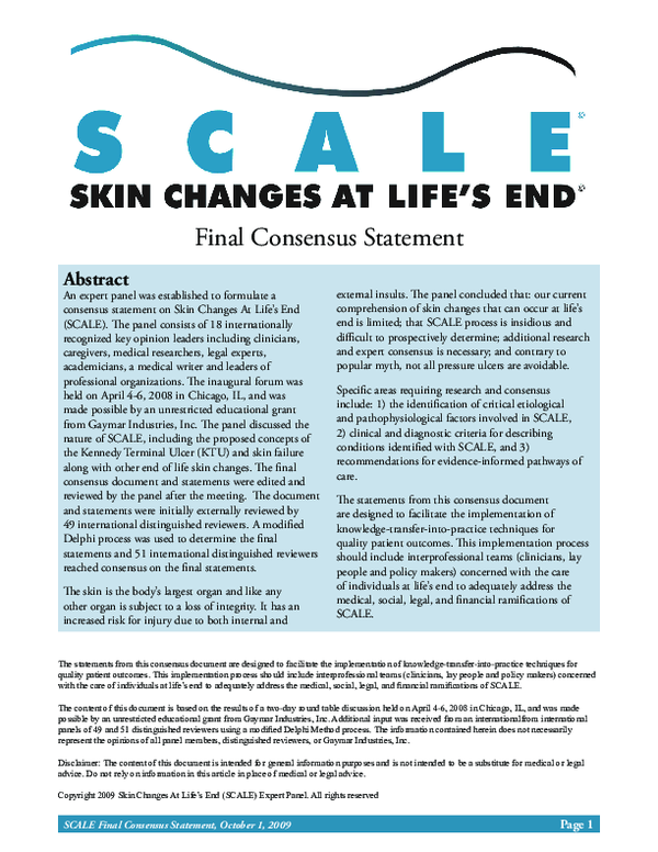 (PDF) Skin Changes At Life's End:SCALE2009