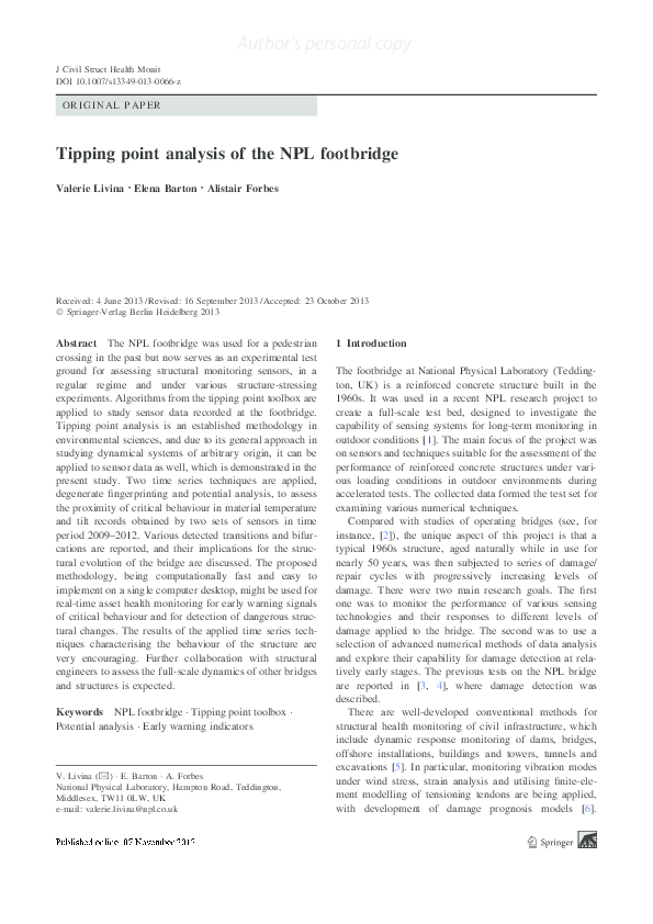 (PDF) Tipping point analysis of the NPL footbridge