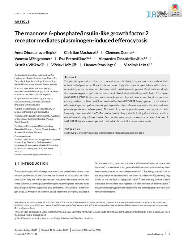 (PDF) Mannose-6-phosphate/insulin-like growth factor 2 receptor (M6P/IGF2R) in carcinogenesis