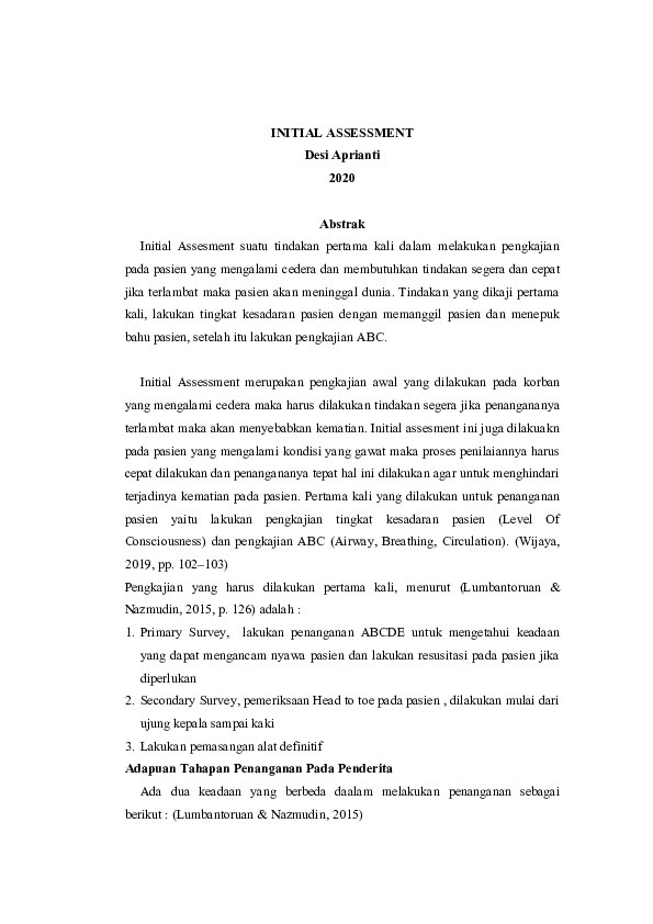 (DOC) INITIAL ASSESSMENT