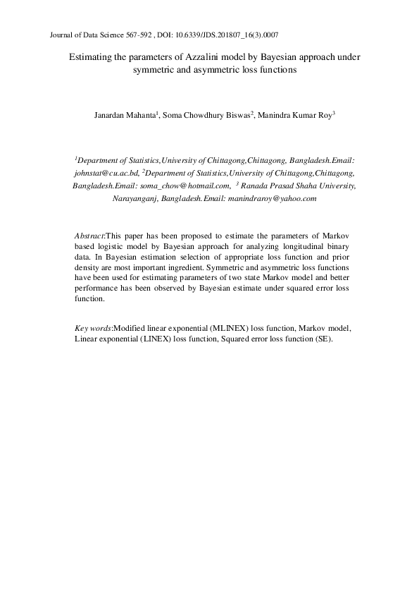 (PDF) Estimating the parameters of Azzalini model by Bayesian approach under symmetric and ...