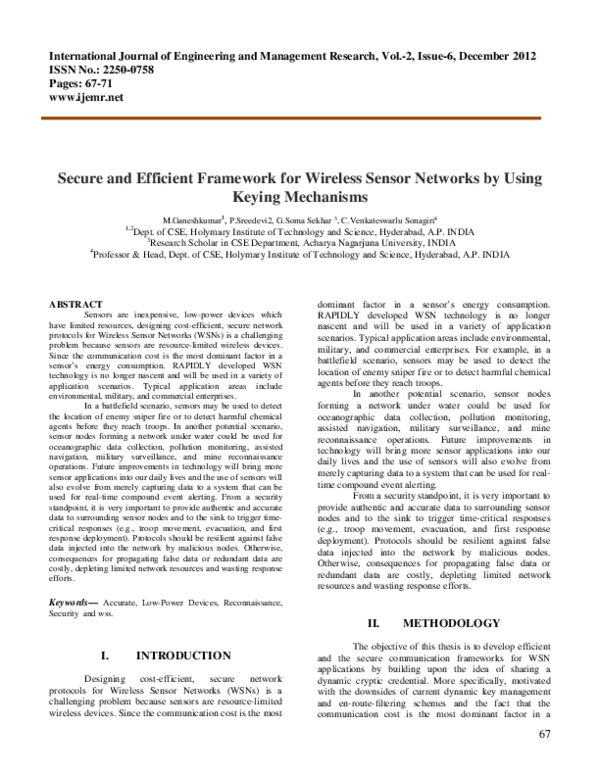 Pdf Secure And Efficient Framework For Wireless Sensor Networks By