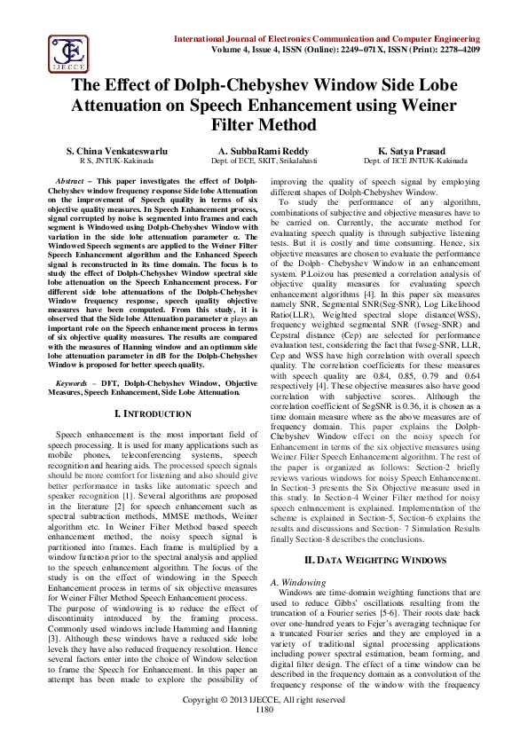 (PDF) The Effect of Dolph-Chebyshev Window Side Lobe Attenuation on ...