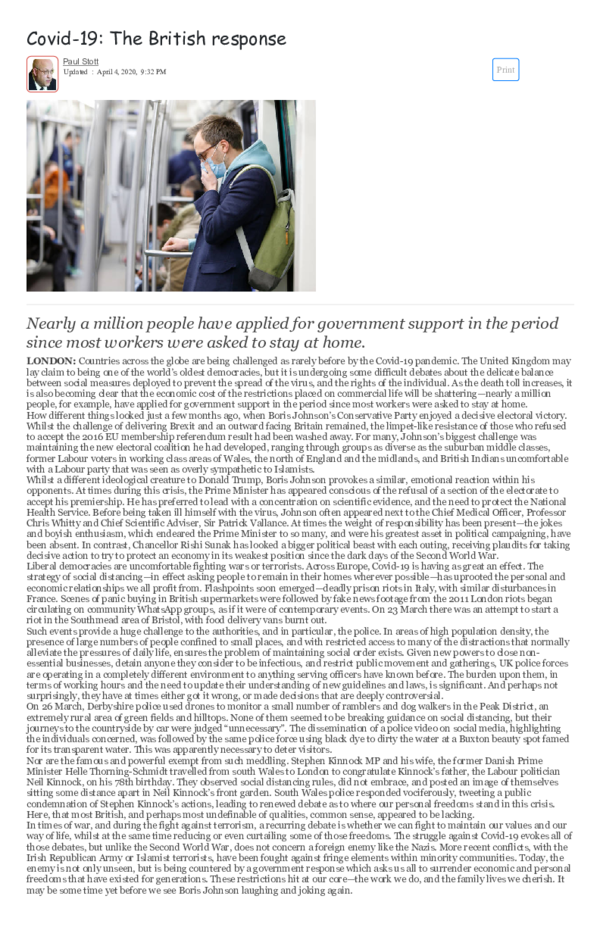 (PDF) Covid-19: The British response