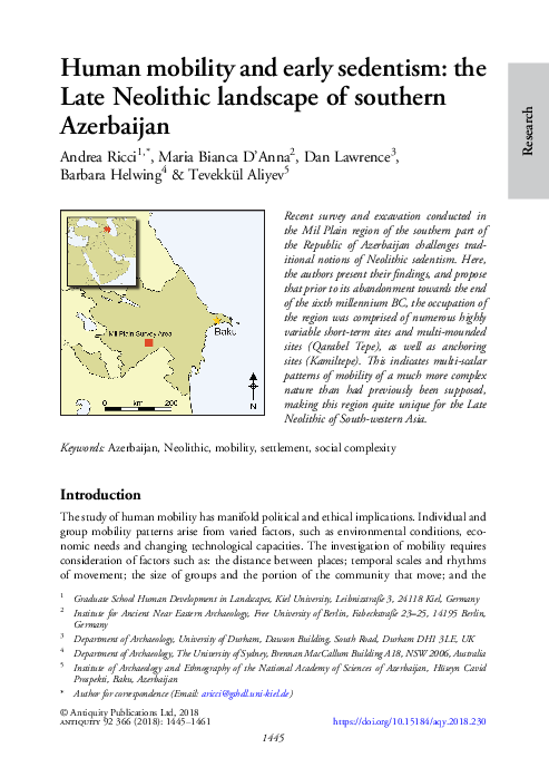 (PDF) (2018) Human mobility and early sedentism: the Late Neolithic ...