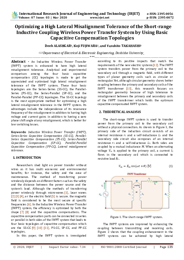 Pdf Optimizing A High Lateral Misalignment Tolerance Of The Short Range Inductive Coupling