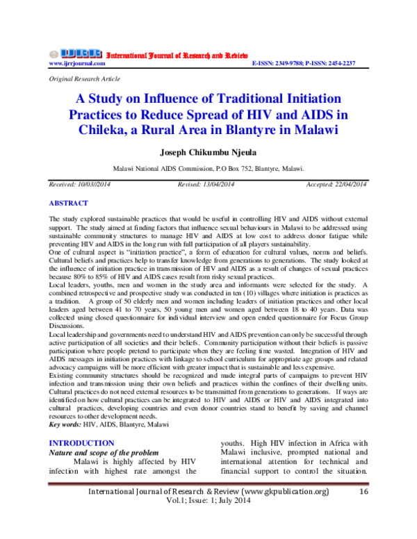 (PDF) A Study on Influence of Traditional Initiation Practices to ...