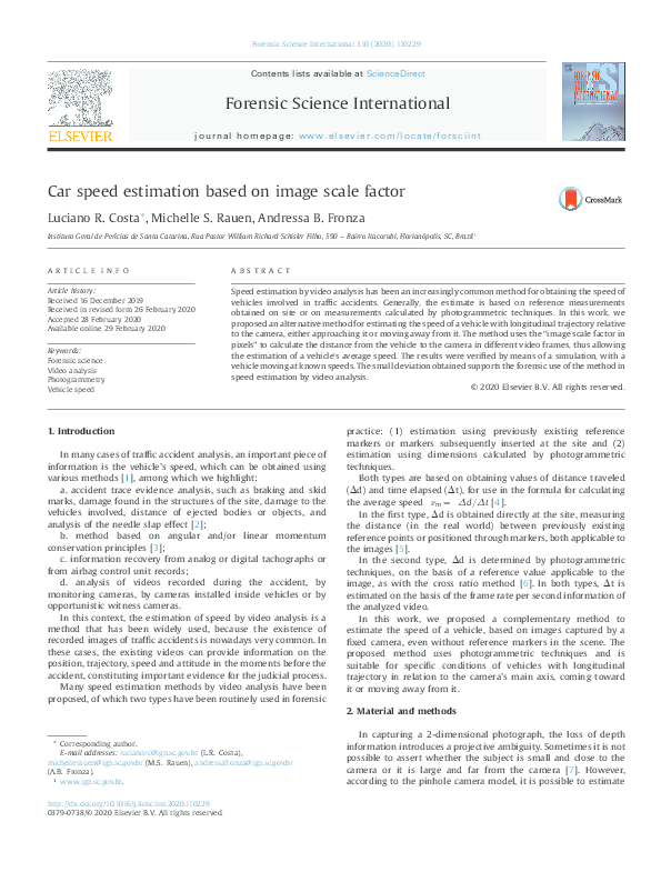(PDF) Car speed estimation based on image scale factor