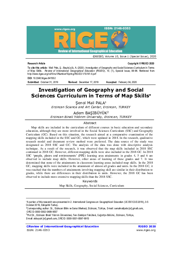 (PDF) Investigation of Geography and Social Sciences Curriculum in ...