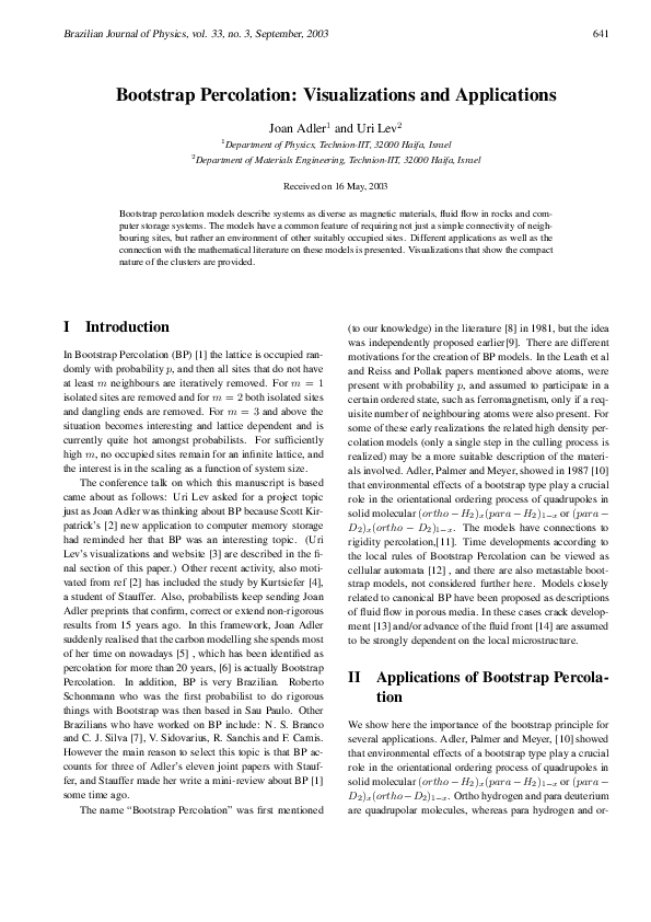 (PDF) Bootstrap Percolation: visualizations and applications