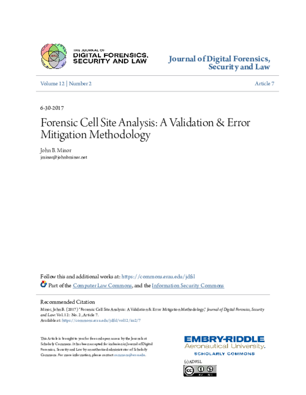 (PDF) Forensic Cell Site Analysis: A Validation & Error Mitigation ...