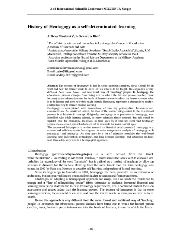 (PDF) History of Heutagogy as a self-determinated learning