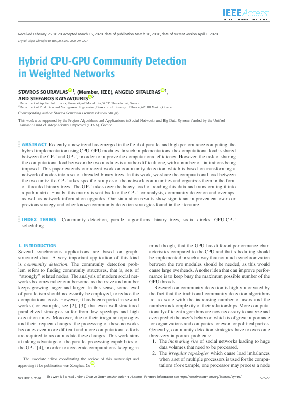 (PDF) Hybrid CPU-GPU community detection in weighted networks