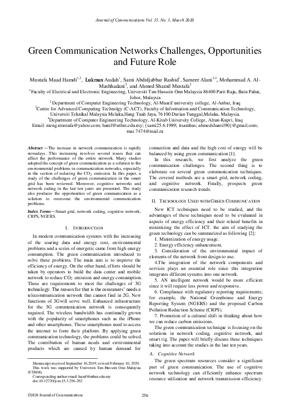 (PDF) Green Communication Networks Challenges, Opportunities and Future ...