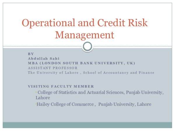 (PPT) Operational and Credit risk management slides
