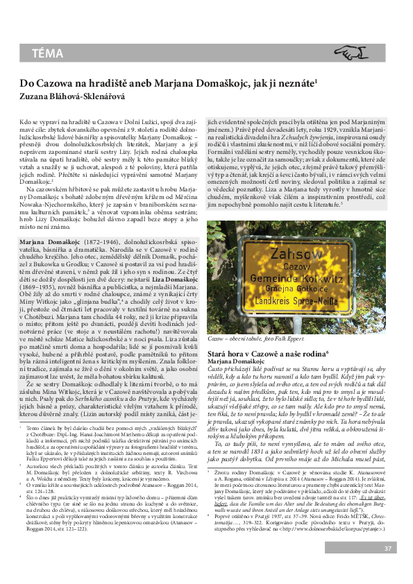 (PDF) Do Cazowa na hradiště aneb Marjana Domaškojc, jak ji neznáte