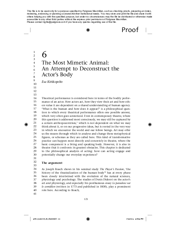 (PDF) The Most Mimetic Animal. Notes on the Philosophy of Acting