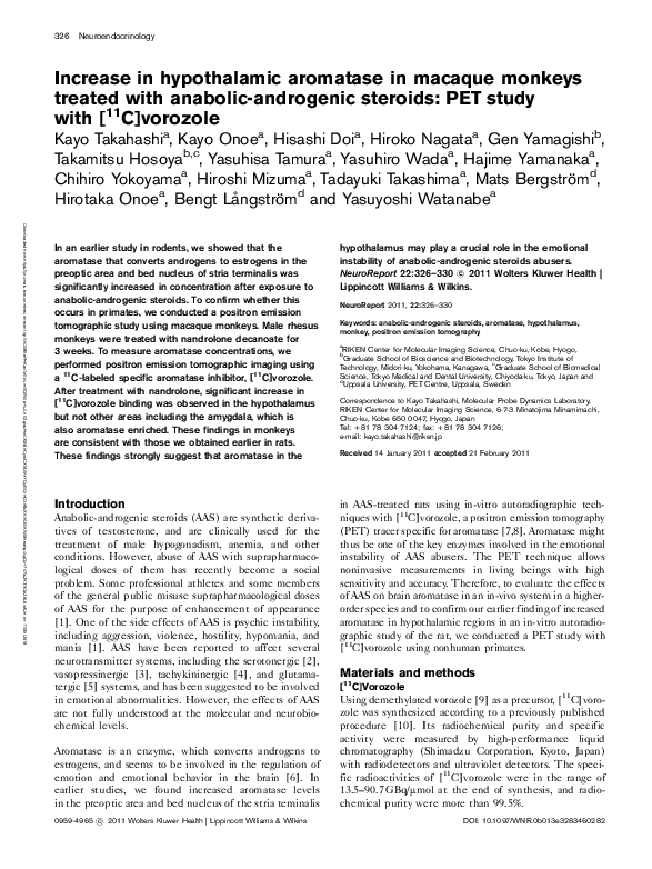 (PDF) Increase in hypothalamic aromatase in macaque monkeys treated ...