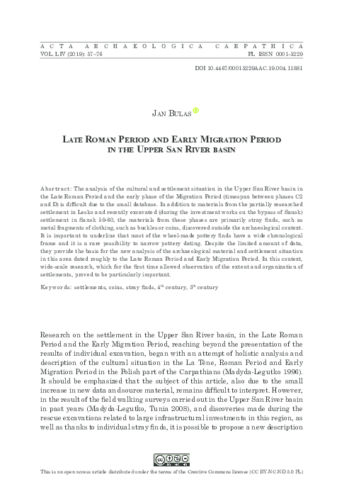 (PDF) Late Roman Period and Early Migration Period in the Upper San ...
