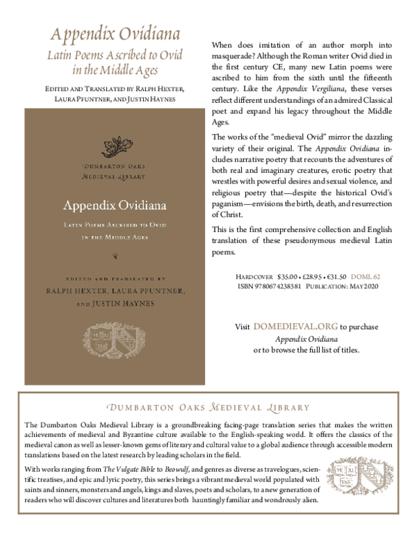 (PDF) Appendix Ovidiana: Latin Poems Ascribed to Ovid in the Middle Ages