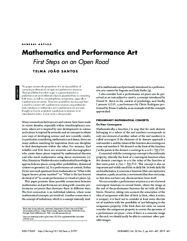 (PDF) Mathematics and Performance Art: First Steps on an Open Road