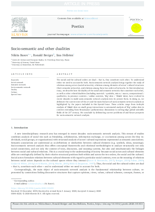(PDF) Socio-semantic and other dualities