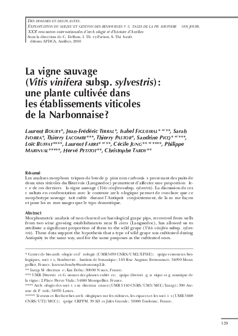 (PDF) L. Bouby et al. - La vigne sauvage (Vitis vinifera subsp ...