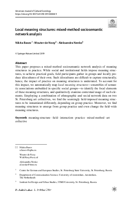 (PDF) Local Meaning Structures: A Mixed-Method Socio-Semantic Network Analysis