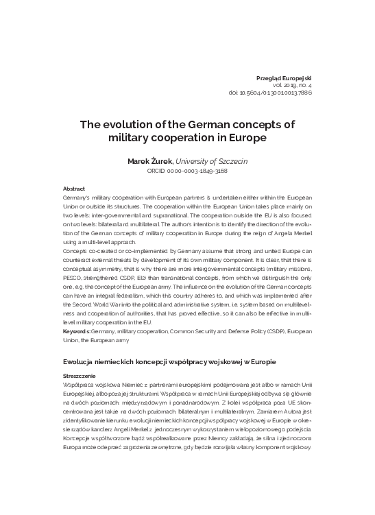 (PDF) The evolution of the German concepts of military cooperation in ...