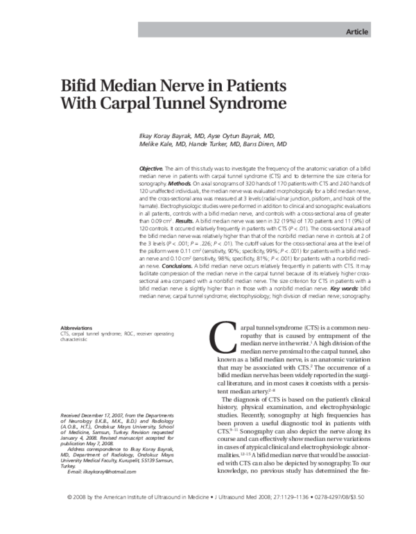 (PDF) Bifid median nerve in patients with carpal tunnel syndrome