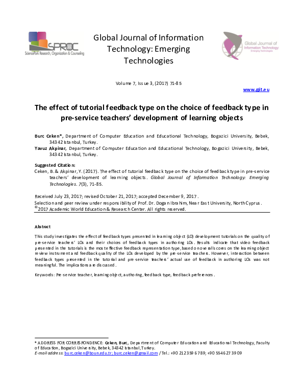 (PDF) The effect of tutorial feedback type on the choice of feedback ...