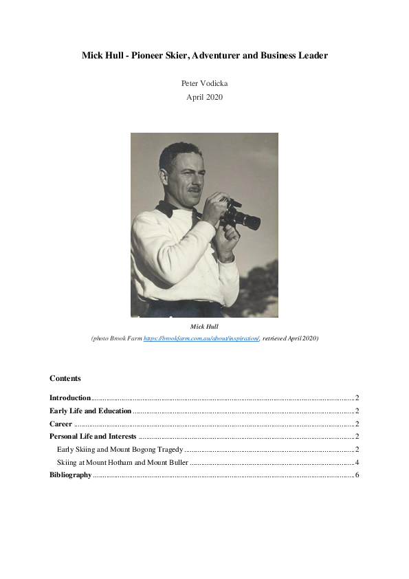 (PDF) Mick Hull - Pioneer Skier, Adventurer and Business Leader