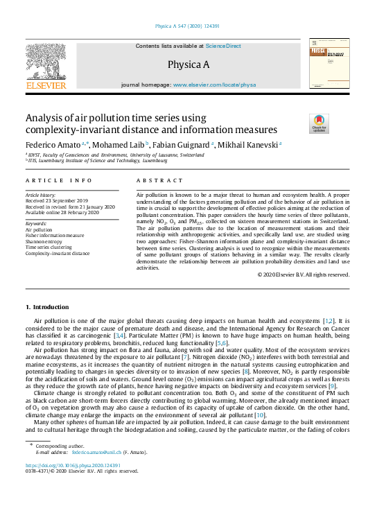 (PDF) Analysis of air pollution time series using complexity-invariant distance and information ...
