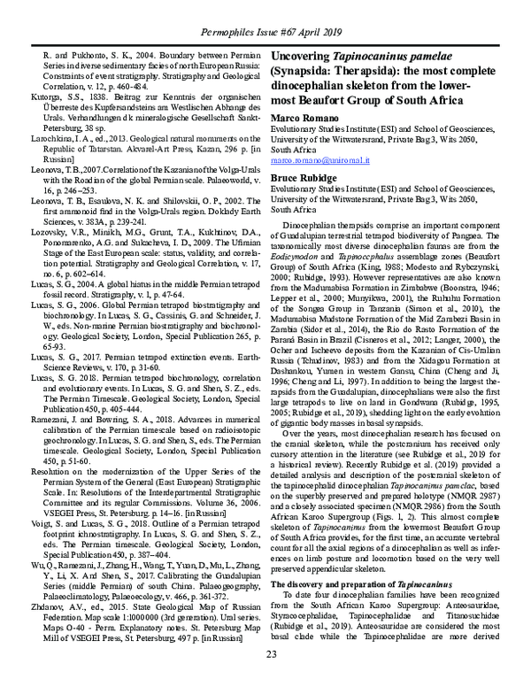 (PDF) Uncovering Tapinocaninus pamelae (Synapsida: Therapsida): the ...