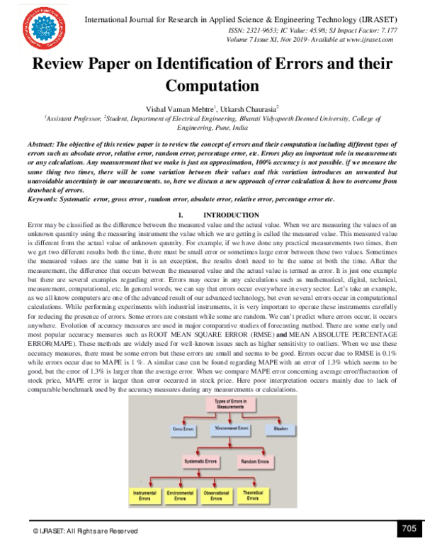 (PDF) Review Paper on Identification of Errors and their Computation