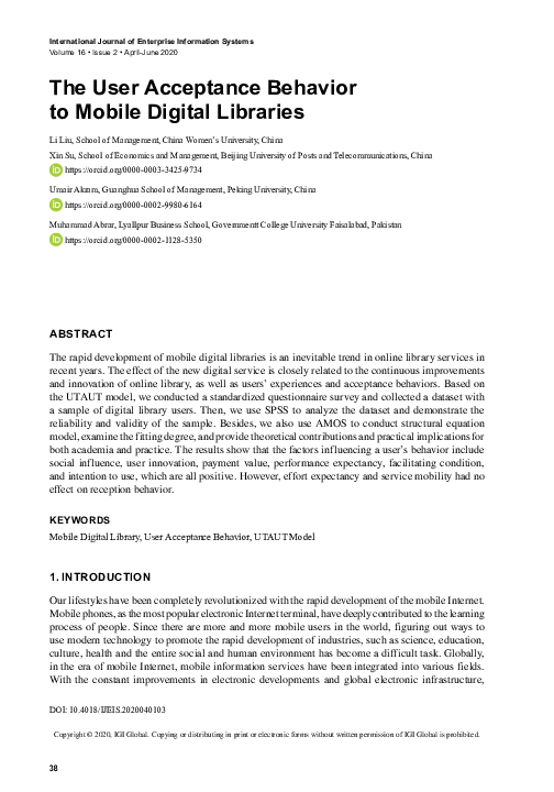 (PDF) The User Acceptance Behavior to Mobile Digital Libraries