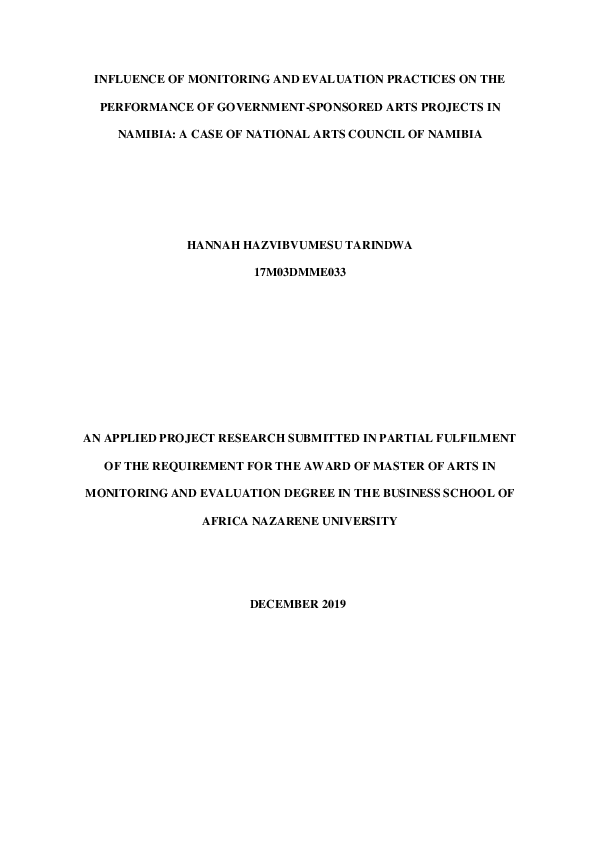 (PDF) Influence of Monitoring & Evaluation Practices on the Performance of Government-Sponsored ...